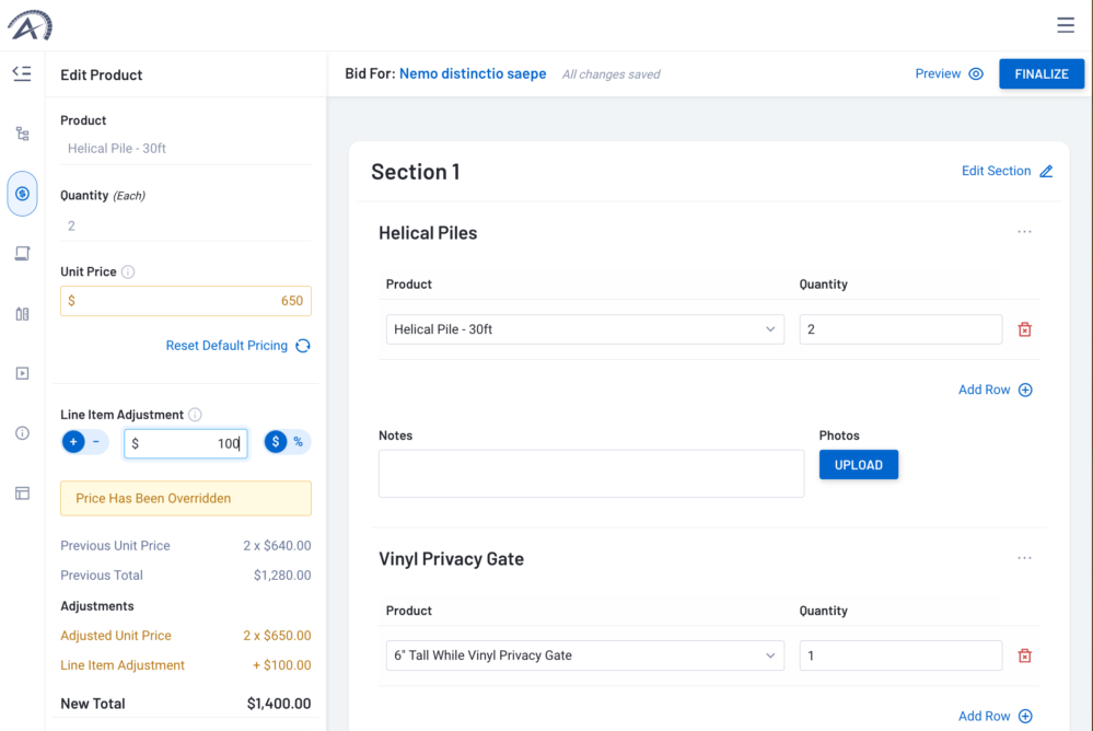 3 Ways to Update Your Line Item Price During Bid Creation